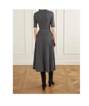 Veronica Beard Elthea Belted Pleated Ribbed-knit Midi Dress