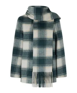 Varley Alderton Scarf-detailed Checked Wool-blend Coat