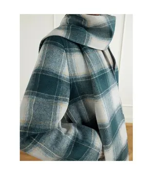 Varley Alderton Scarf-detailed Checked Wool-blend Coat