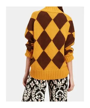 La DoubleJ Argyle Roll-neck Jumper
