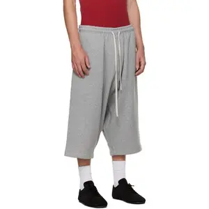 ENTIRE STUDIOS Drop Fleece Drawstring Shorts - Grey