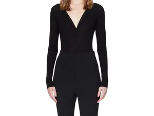 MUGLER Knitted Button-front Bodysuit
