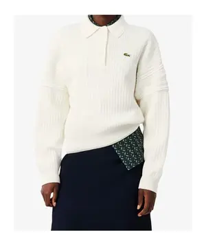 Lacoste Ribbed-knit Long-sleeve Polo Shirt