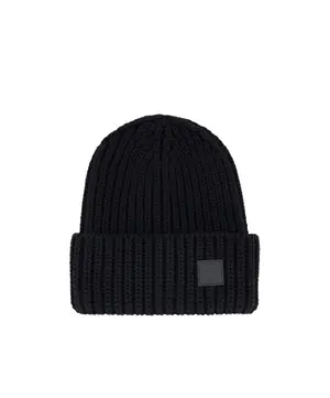Saint Laurent Logo Patch Beanie - Black