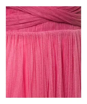 MARIA LUCIA HOHAN Pleated Tulle Midi Dress W/ Low Back