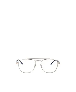Saint Laurent Double-bridge Square-frame Glasses - Silver