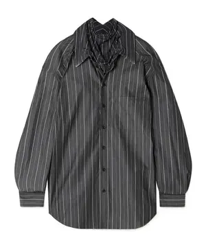 Y/project Pinstriped Jersey-trimmed Organic Cotton-poplin Shirt - Multi-color
