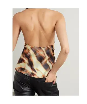 Y/project Open-back Draped Printed Satin Top