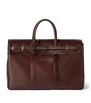 Brunello Cucinelli Leather Country Holdall - Purple