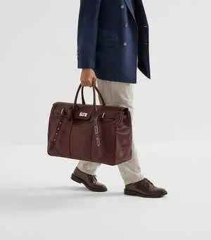 Brunello Cucinelli Leather Country Holdall