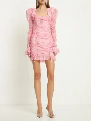 Alessandra Rich Embellished Silk Georgette Mini Dress