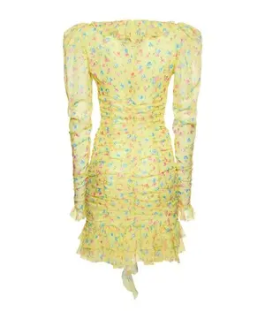 Alessandra Rich Floral Printed Silk Georgette Mini Dress