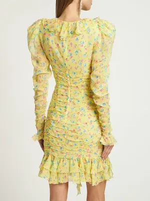 Alessandra Rich Floral Printed Silk Georgette Mini Dress