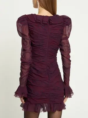 Alessandra Rich Leopard Print Silk Georgette Mini Dress