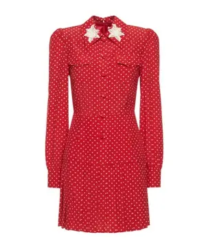 Alessandra Rich Polka Dot Silk Georgette Mini Dress