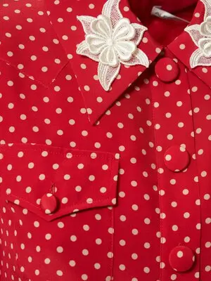 Alessandra Rich Polka Dot Silk Georgette Mini Dress
