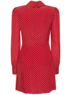 Alessandra Rich Polka Dot Silk Georgette Mini Dress