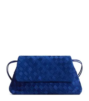 Bottega Veneta Suede Dustbag Giorno Shoulder Bag - Blue