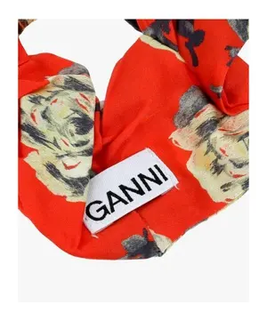 GANNI Orange Floral Printed Scrunchie