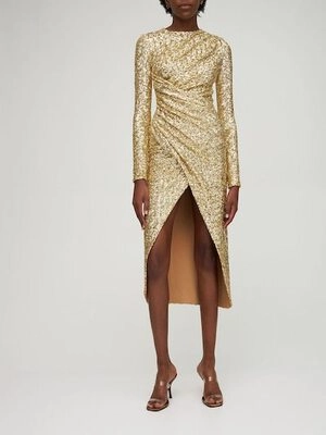 Michael Kors Sequined Pendant Mid-length Dress