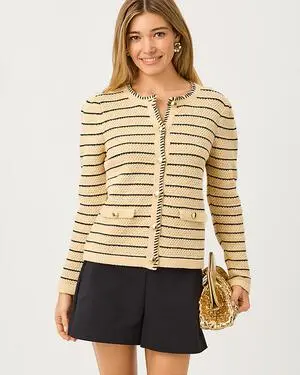 Lilly Pulitzer® Maysen Cardigan In Long Sleeves, Crewneck - Tan