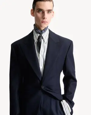 Saint Laurent Single-breasted Jacket In Brushed Wool Flannel