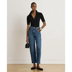 Ralph Lauren Jersey Elbow-sleeve Collared Top - Black