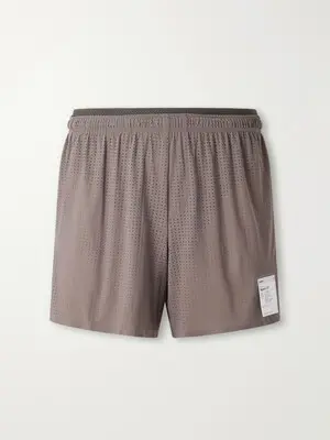 Satisfy Straight-leg Logo-appliqu&eacute;d 5" Space‑o&trade; Shorts - Brown