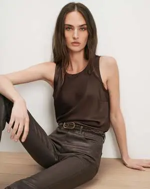 Veronica Beard Sabrina Silk-blend Tank Top - Espresso