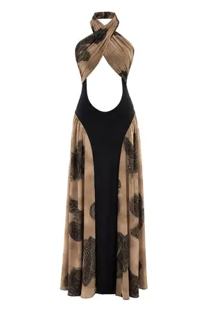 NO'DESIGN Elara Maxi Camel Dress - Black