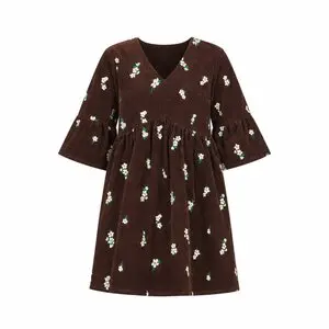 YUMI Embroidered Daisy Cord Dress