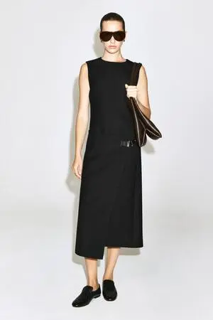 Cos Belt-detail Double-faced Wool Midi Dress