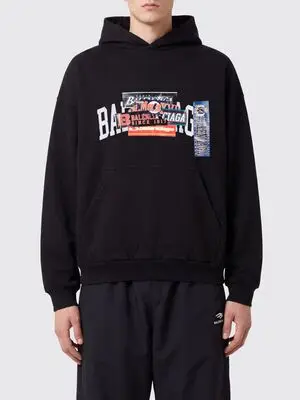 Balenciaga Cotton Hoodie With Graphic Print - Black