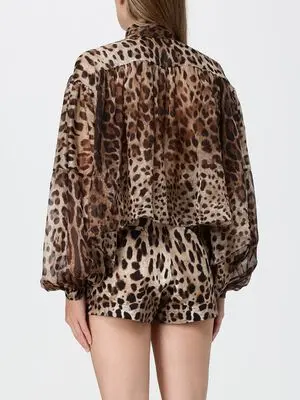 Dolce & Gabbana Animalier-print Silk Pussy-bow Shirt