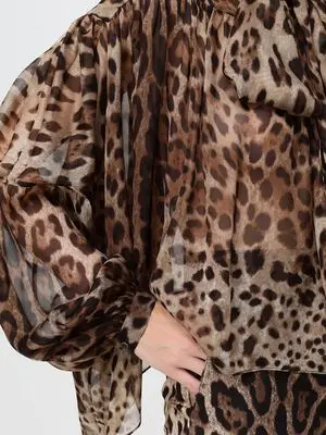 Dolce & Gabbana Animalier-print Silk Pussy-bow Shirt