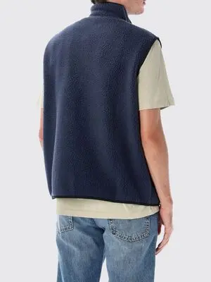 Patagonia Ms Retro Fleece Gilet With High Collar And Embroidered Logo - Blue