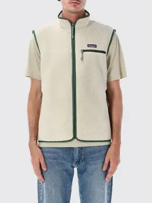 Patagonia Ms Retro Fleece Gilet With High Collar And Embroidered Logo - White