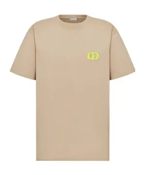 Dior Logo Embroidered Crewneck T-shirt - Nude