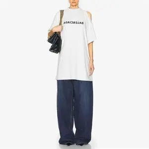 Balenciaga Logo Printed Distressed T-shirt
