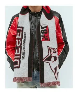DIESEL® S-hamid Pattern Jacqaurd Fringed-edge Scarf