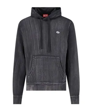 DIESEL® Logo Patch Drawstring Hoodie - Black