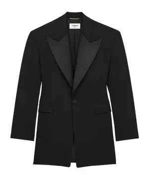 SAINT LAURENT Single-breasted Tuxedo Jacket In Grain De Poudre