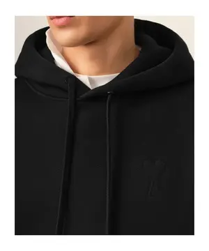AMI Paris Cotton Hoodie With Embossed De Coeur
