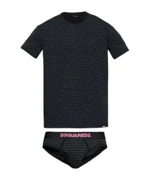 Dsquared2 Short-sleeved T-shirt And Two-piece Set Of Briefs - Black