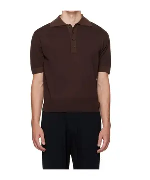 ENTIRE STUDIOS Button-front Short-sleeve Polo Shirt - Brown