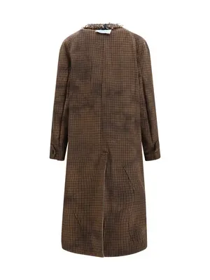 Prada Embellished Houndstooth Trim Coat