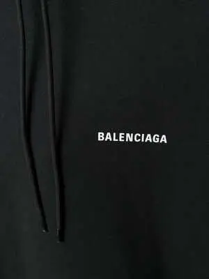 Balenciaga Felpa Con Cappuccio Logo Medium Fit In Nero