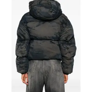 DIESEL® W-aves-fur Dirt-effect Hooded Puffer Jacket