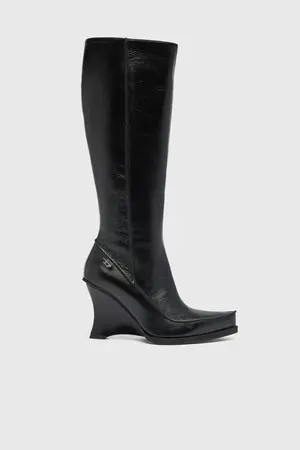 DIESEL® D-lucette-knee-high Boots In Leather - Black