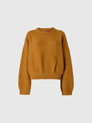 Missoni Crewneck Sweater With Zig Zag Texture - Yellow